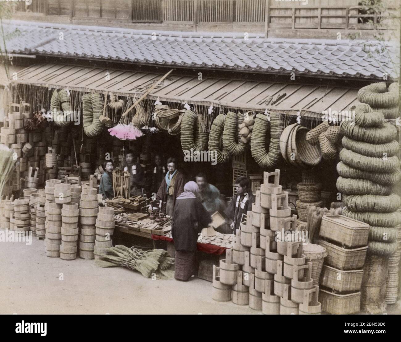 Hardware store selling buckets and baskets, Japan Stock Photo - Alamy