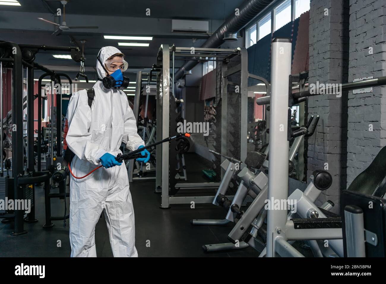 professional disinfector personal protective equipment ppe suit, gloves ...