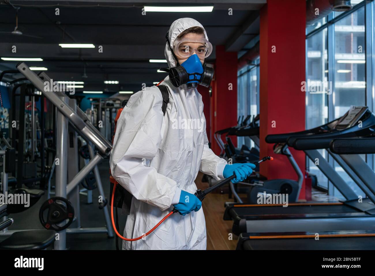 professional disinfector personal protective equipment ppe suit, gloves ...