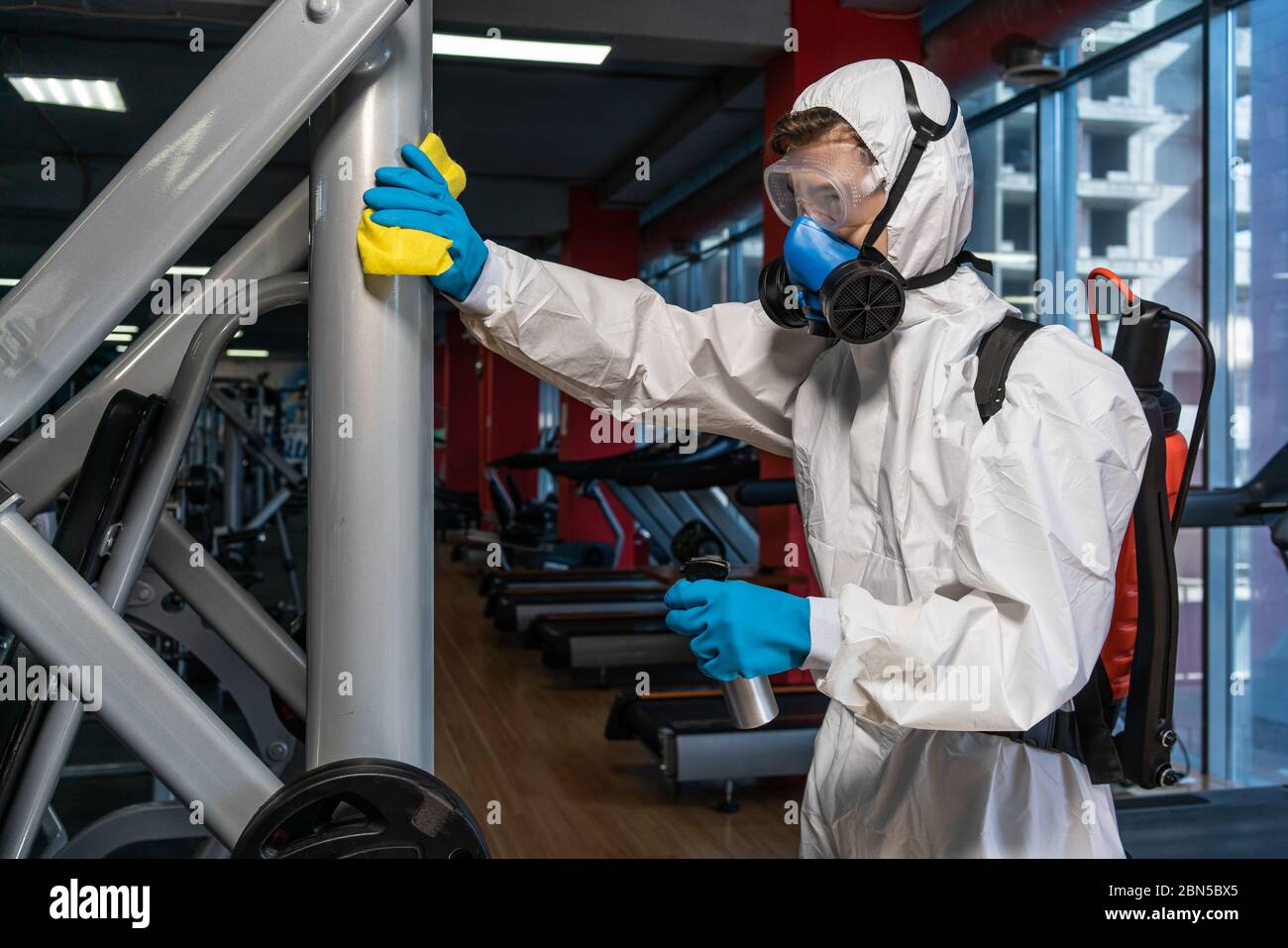 professional disinfector personal protective equipment ppe suit, gloves ...