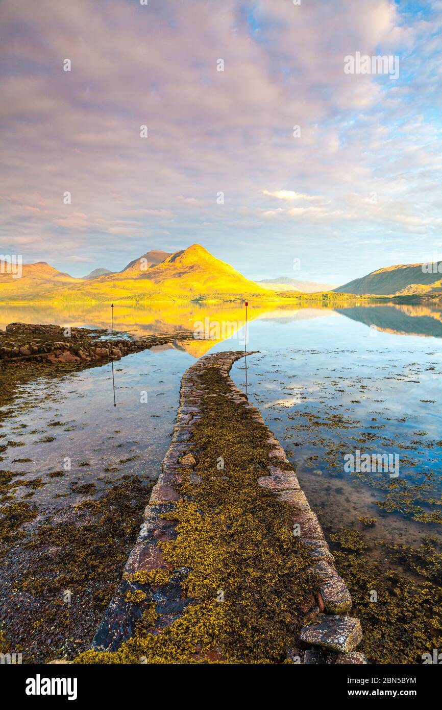 The remote crofting township of Inveralligin on the north shore of Loch ...