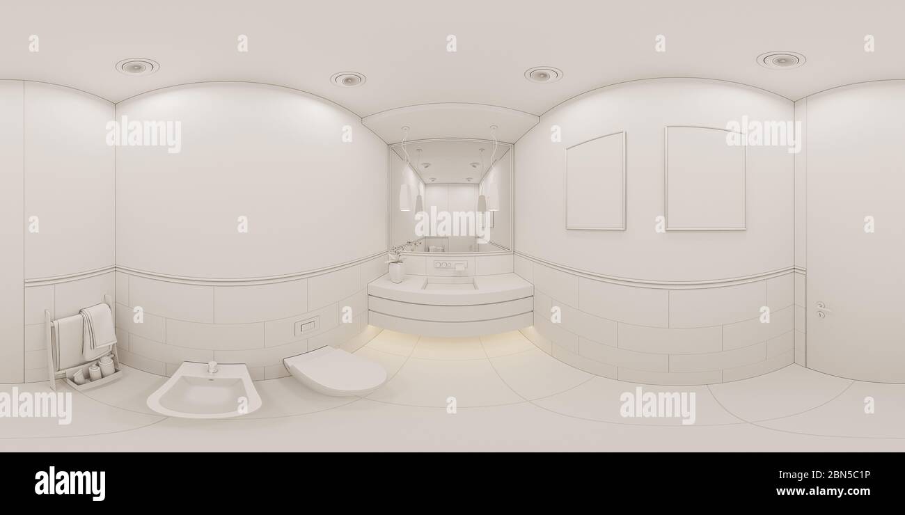 3D render spherical 360 degrees seamless panorama interior of the ...