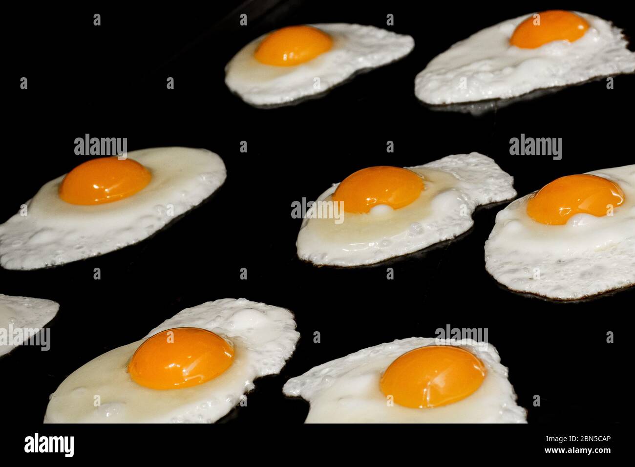 Fried and scrambled eggs and omelette station in a hotel or restaurant ...