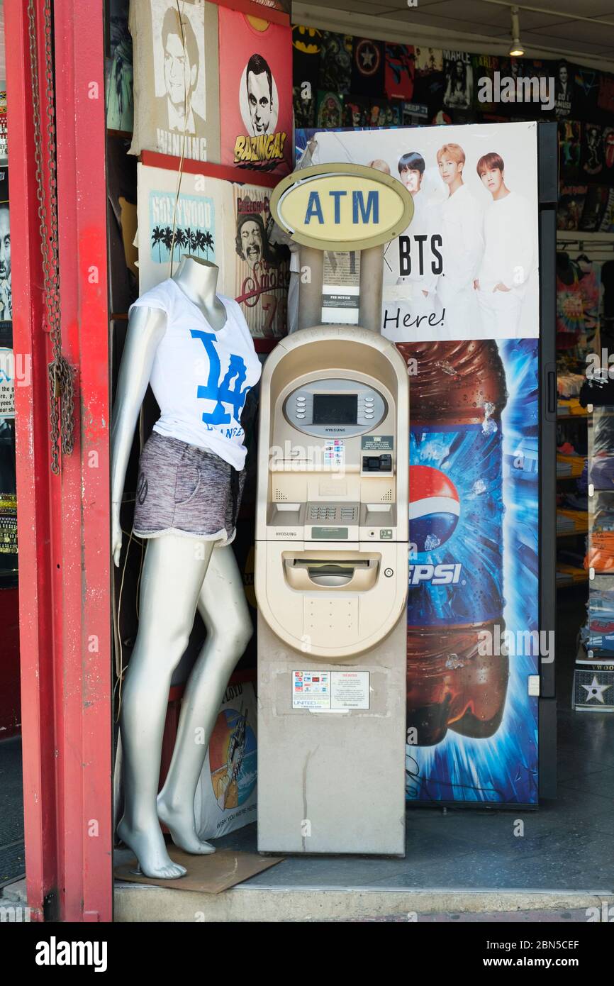 ATM machine, Hollywood Boulevard. Los Angeles, California, United ...