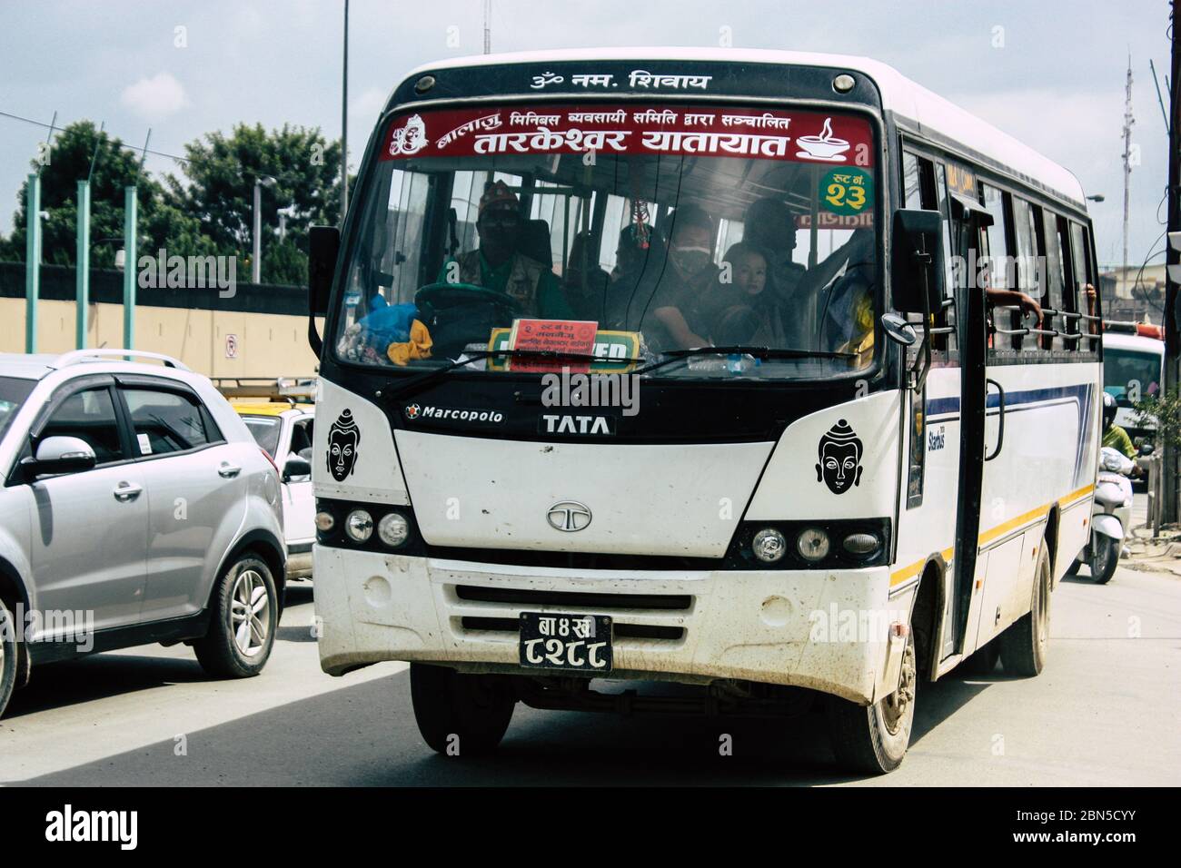 Kathmandu Nepal August 26, 2018 View of Nepali local bus in the street ...