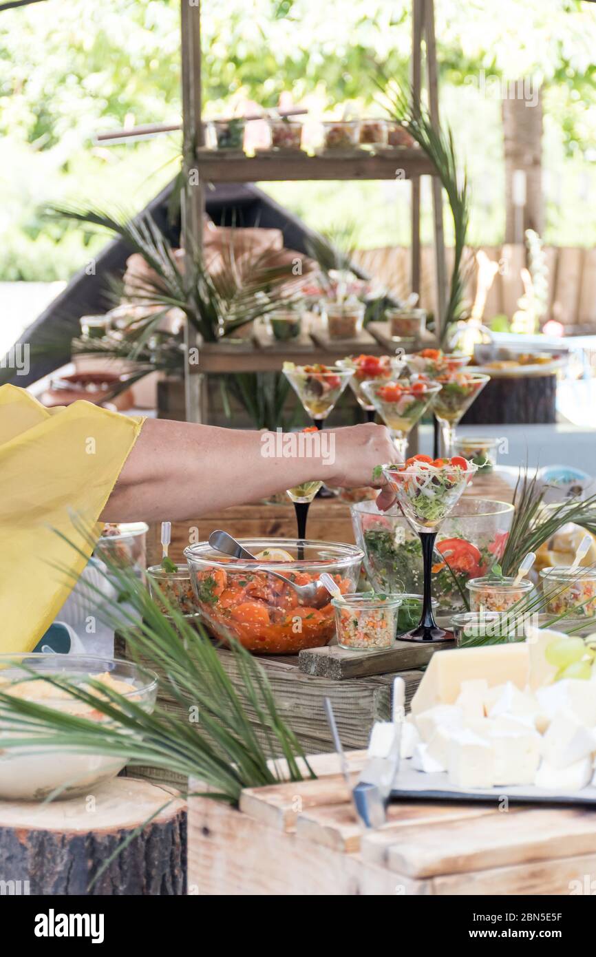 Luxury catering by the pool, food bloggers event, banquet, wedding ...