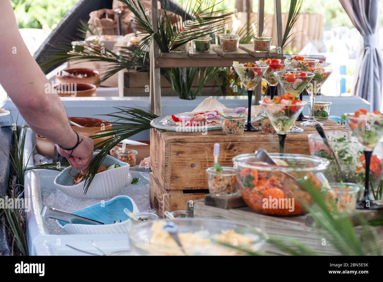 Luxury catering by the pool, food bloggers event, banquet, wedding ...