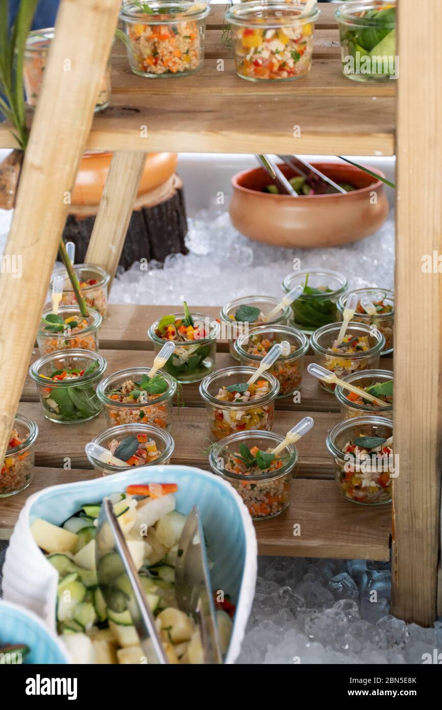 Luxury catering by the pool, food bloggers event, banquet, wedding ...