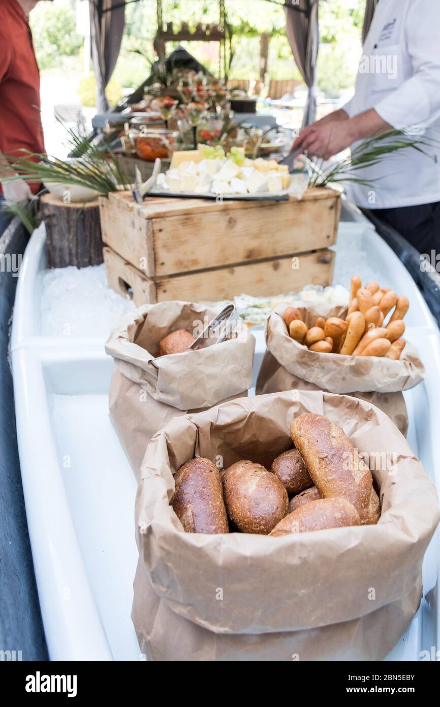 Luxury catering by the pool, food bloggers event, banquet, wedding ...