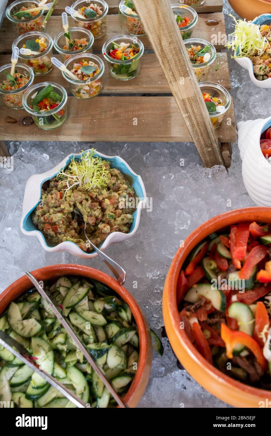 Luxury catering by the pool, food bloggers event, banquet, wedding ...