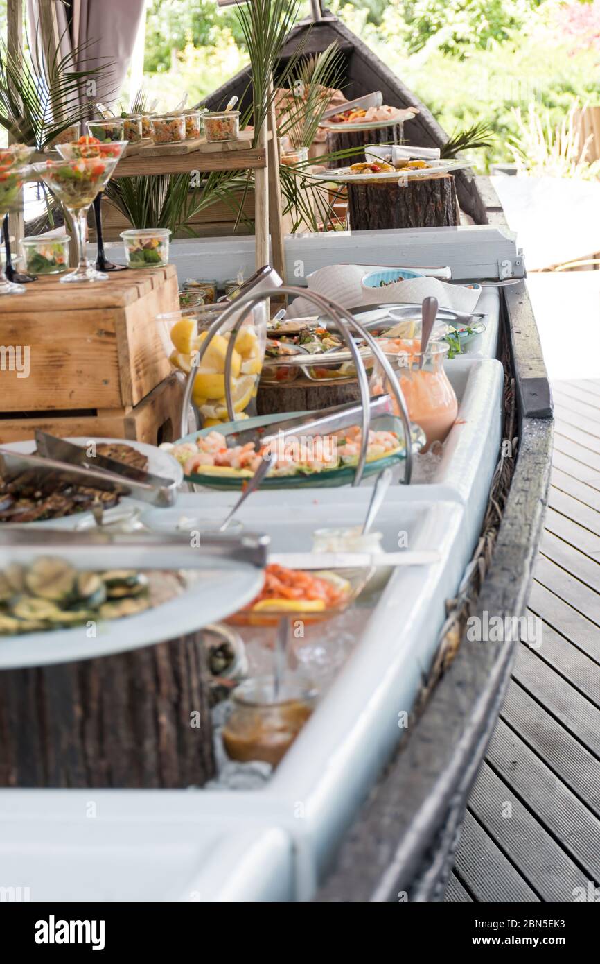 Luxury catering by the pool, food bloggers event, banquet, wedding ...