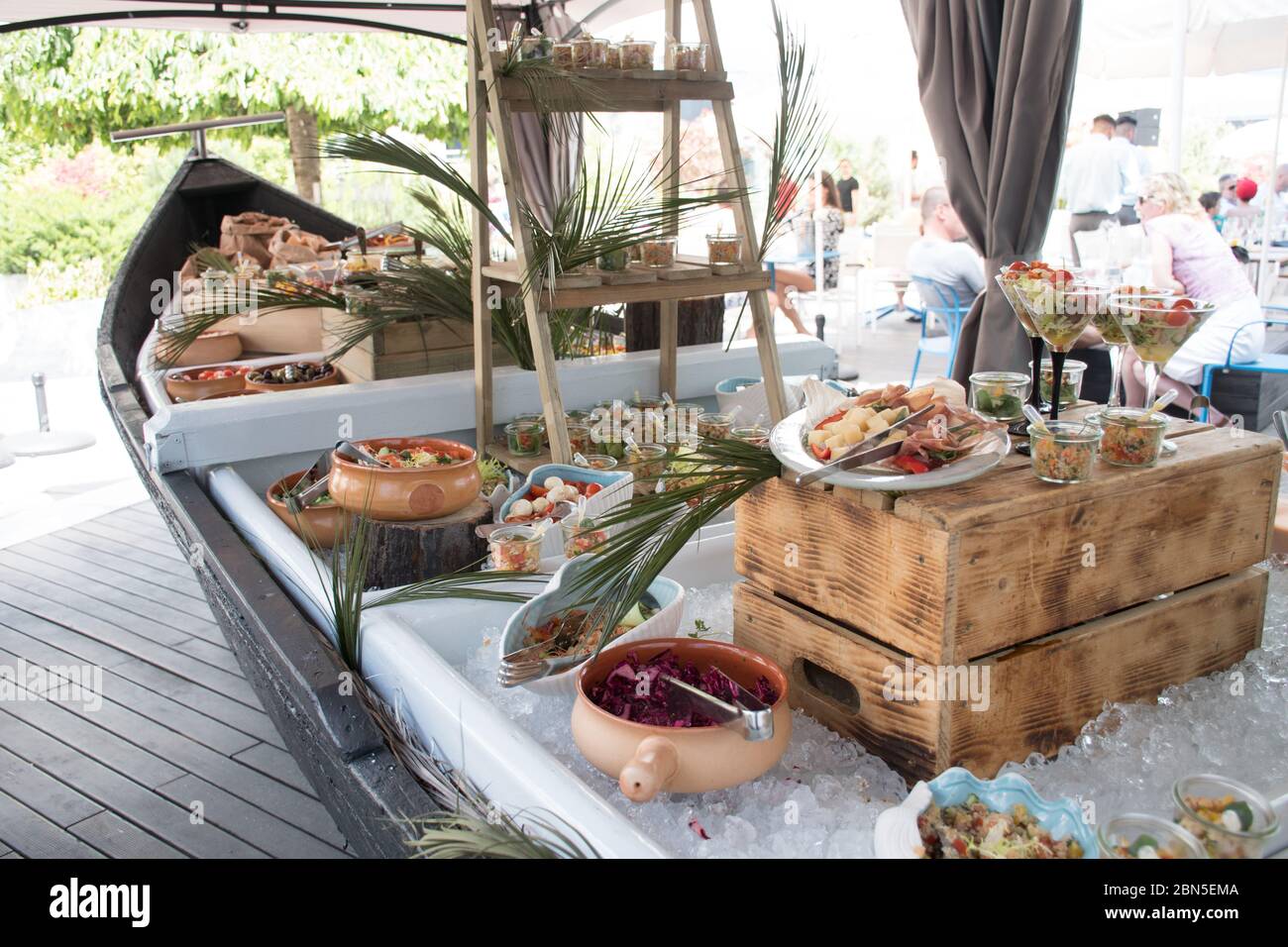 Luxury catering by the pool, food bloggers event, banquet, wedding ...