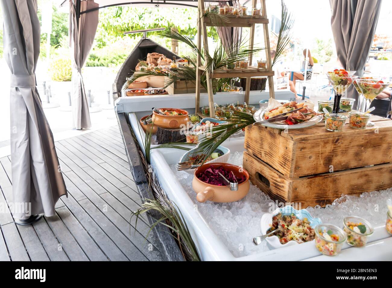 Luxury catering by the pool, food bloggers event, banquet, wedding ...