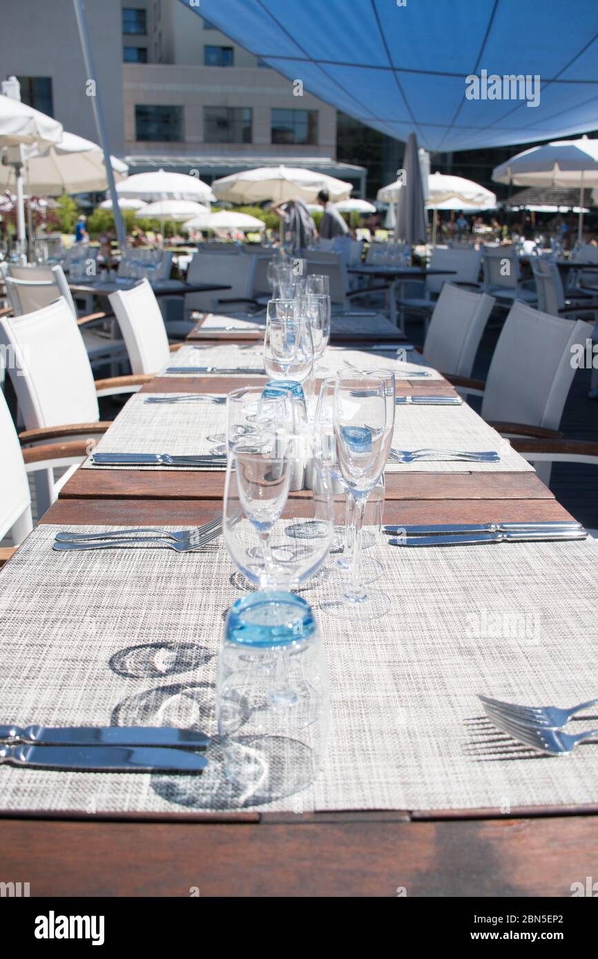 Table setting outdoor terrace. Nobody in the picture just table setup ...