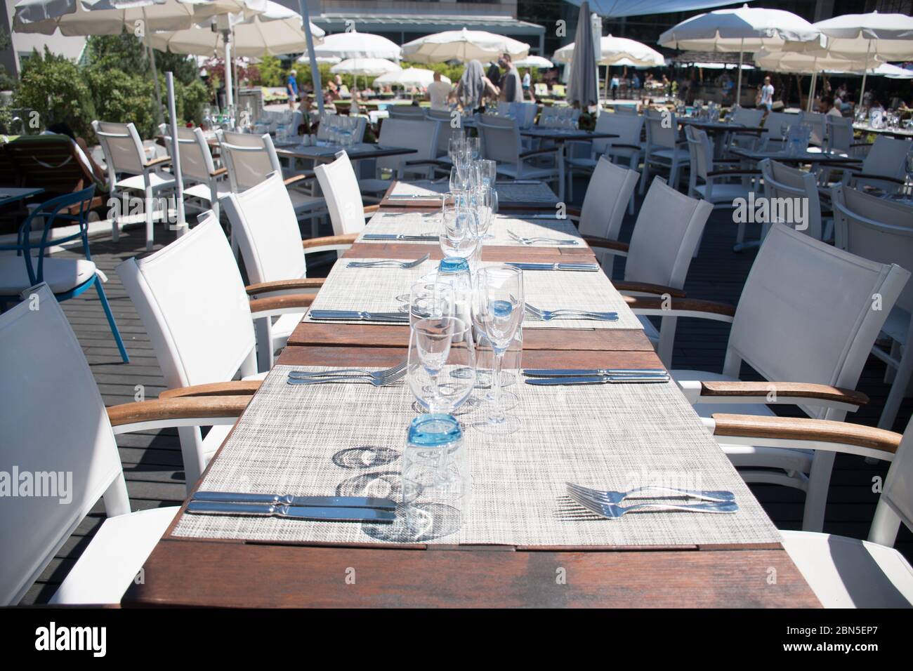 Table setting outdoor terrace. Nobody in the picture just table setup ...