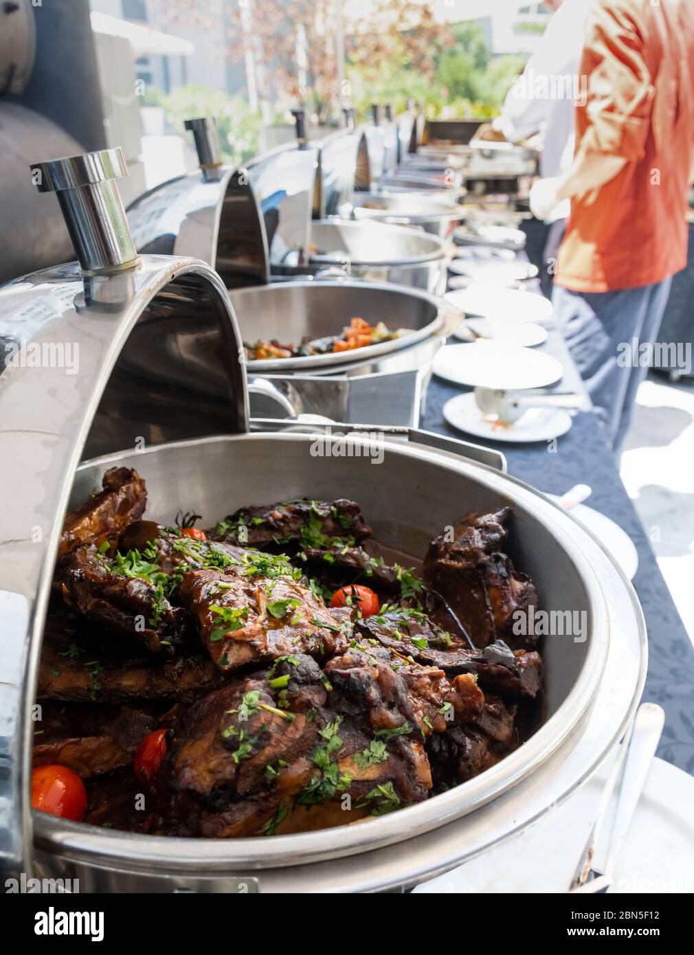 Live food stations in the line catering summer brunch buffet food ...