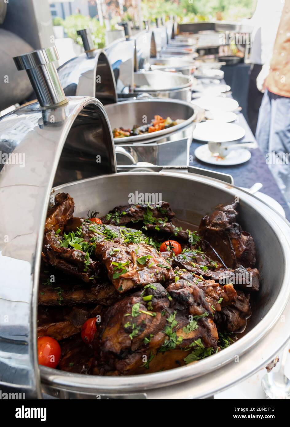 Live food stations in the line catering summer brunch buffet food ...