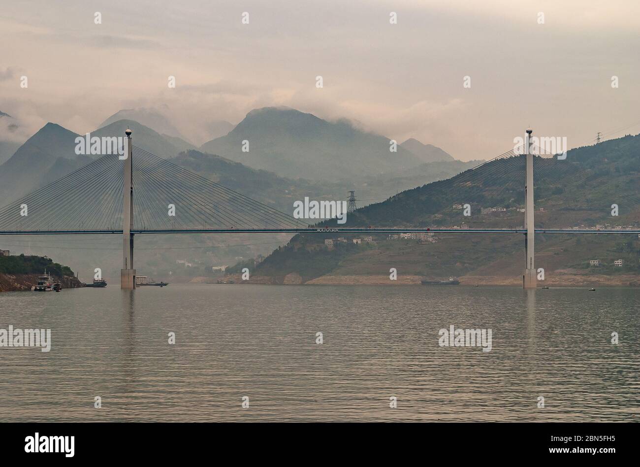 Xinling, China - May 6, 2010: Xiling gorge on Yangtze River. Badong ...