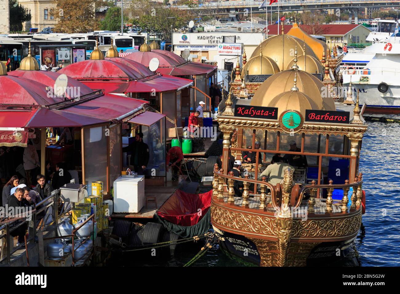 Floating restaurant near Galata Bridge,Istanbul,Turkey,Europe Stock ...