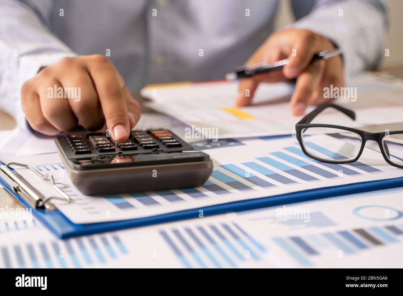 businessman work in office analysis chart graphy planning analyzing ...