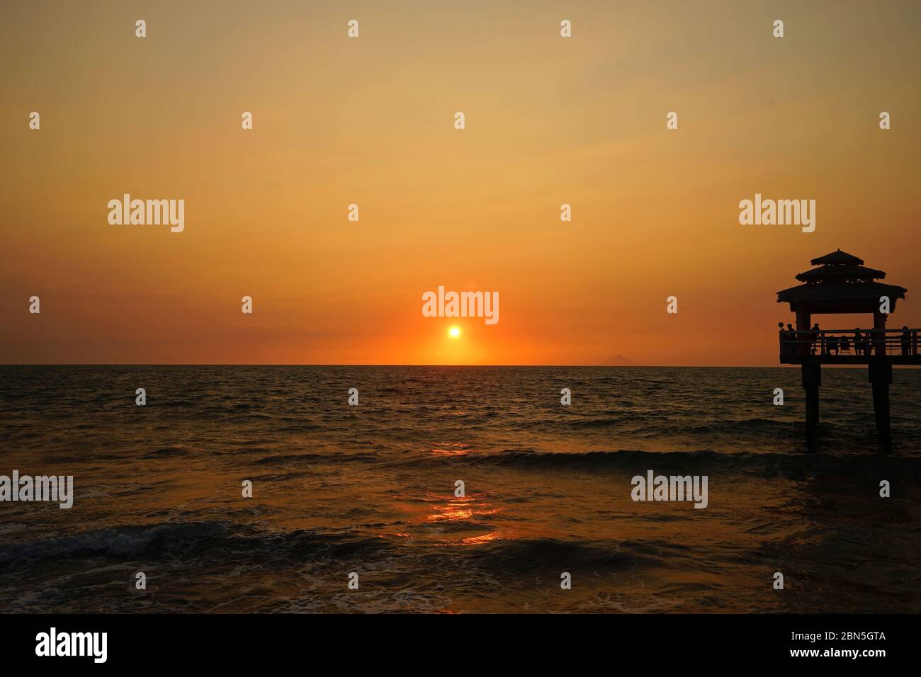 Sunset at Sambolo Beach, Anyer, Serang, Banten, Indonesia Stock Photo ...