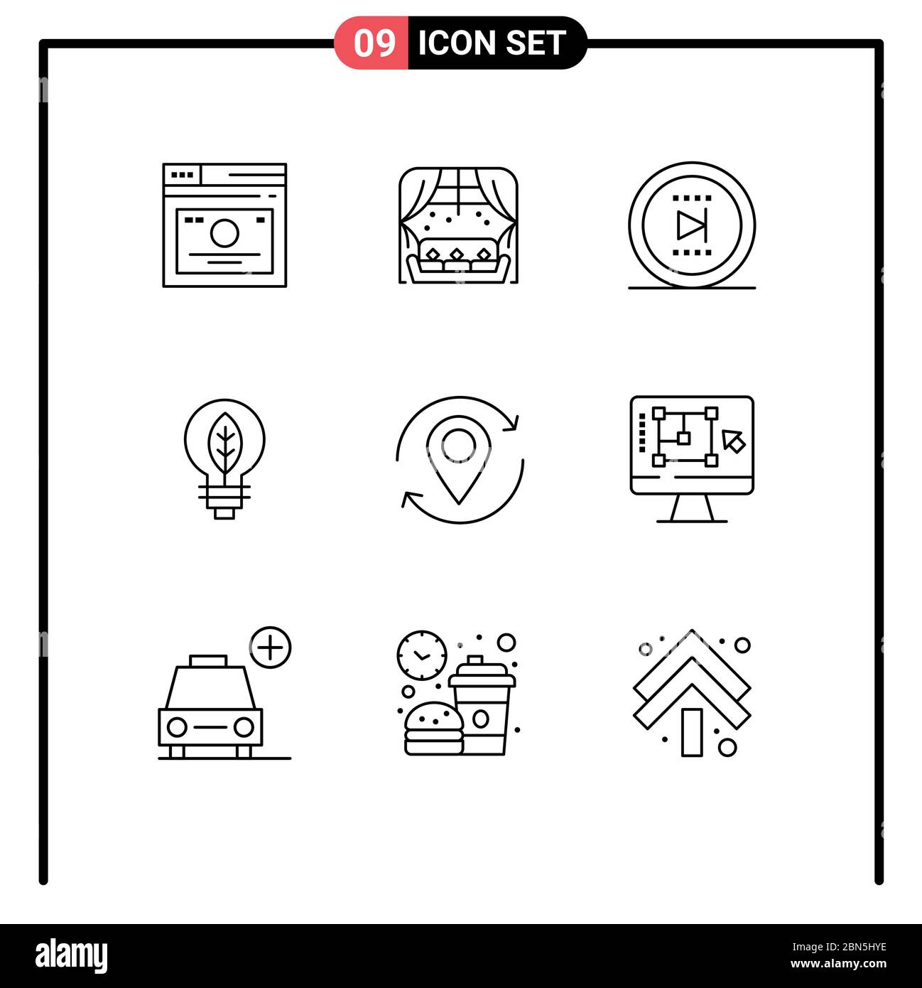 Editable Vector Line Pack Of 9 Simple Outlines Of Arrow Power Sofa Of Onward Editable Vector