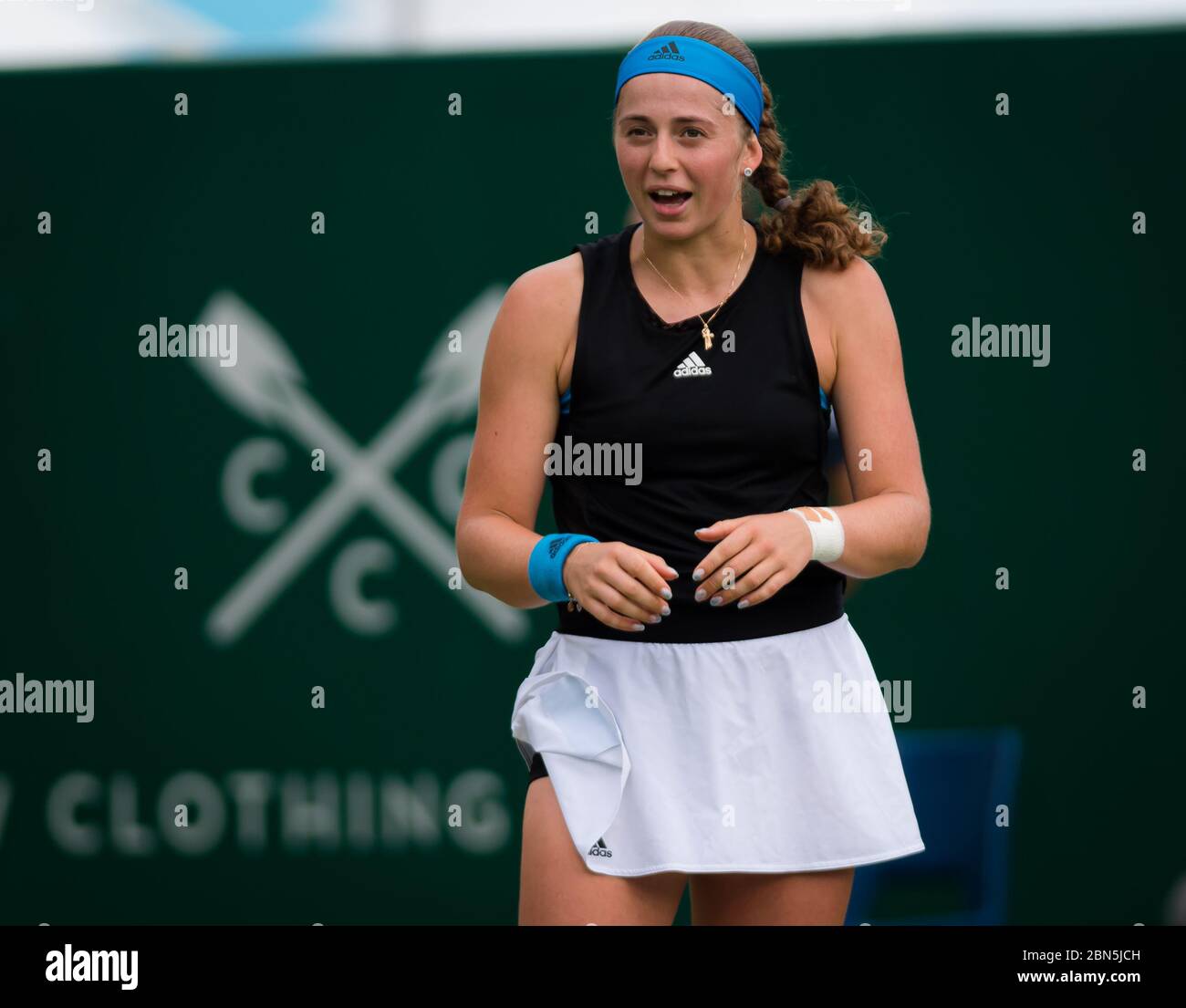 Jelena Ostapenko of Latvia in action during her second-round match at ...