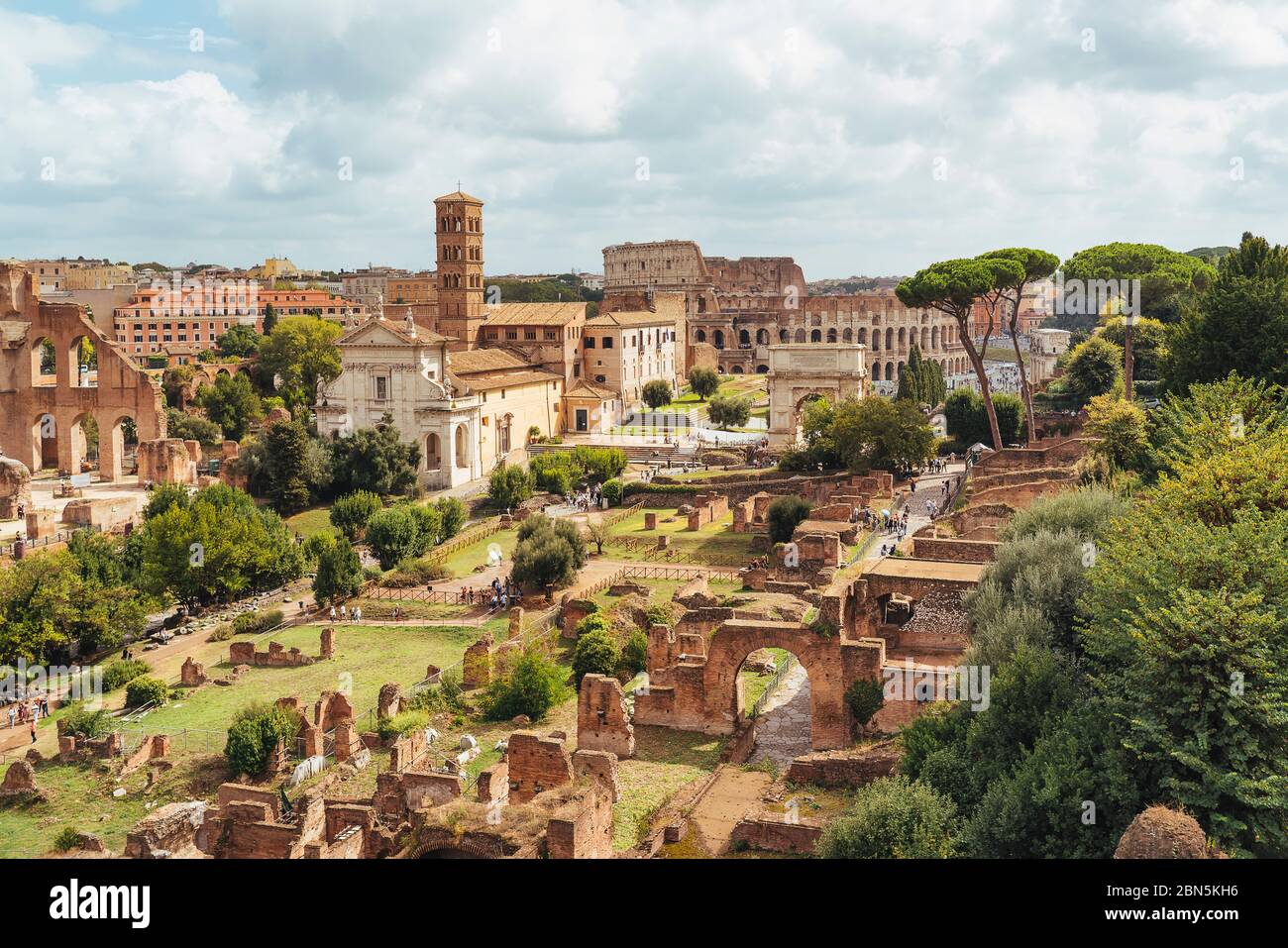 Aerial view of Roman Forum from Palatino Mount, Rome, Italy Stock Photo ...
