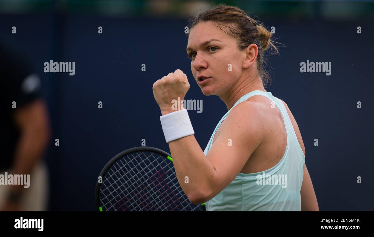 Simona Halep of Romania in action during her second-round match at the ...