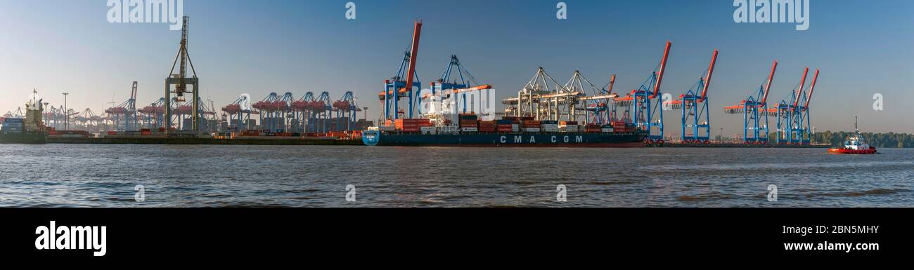 Container port Burchardkai, Port panorama, Hamburg, Germany Stock Photo ...