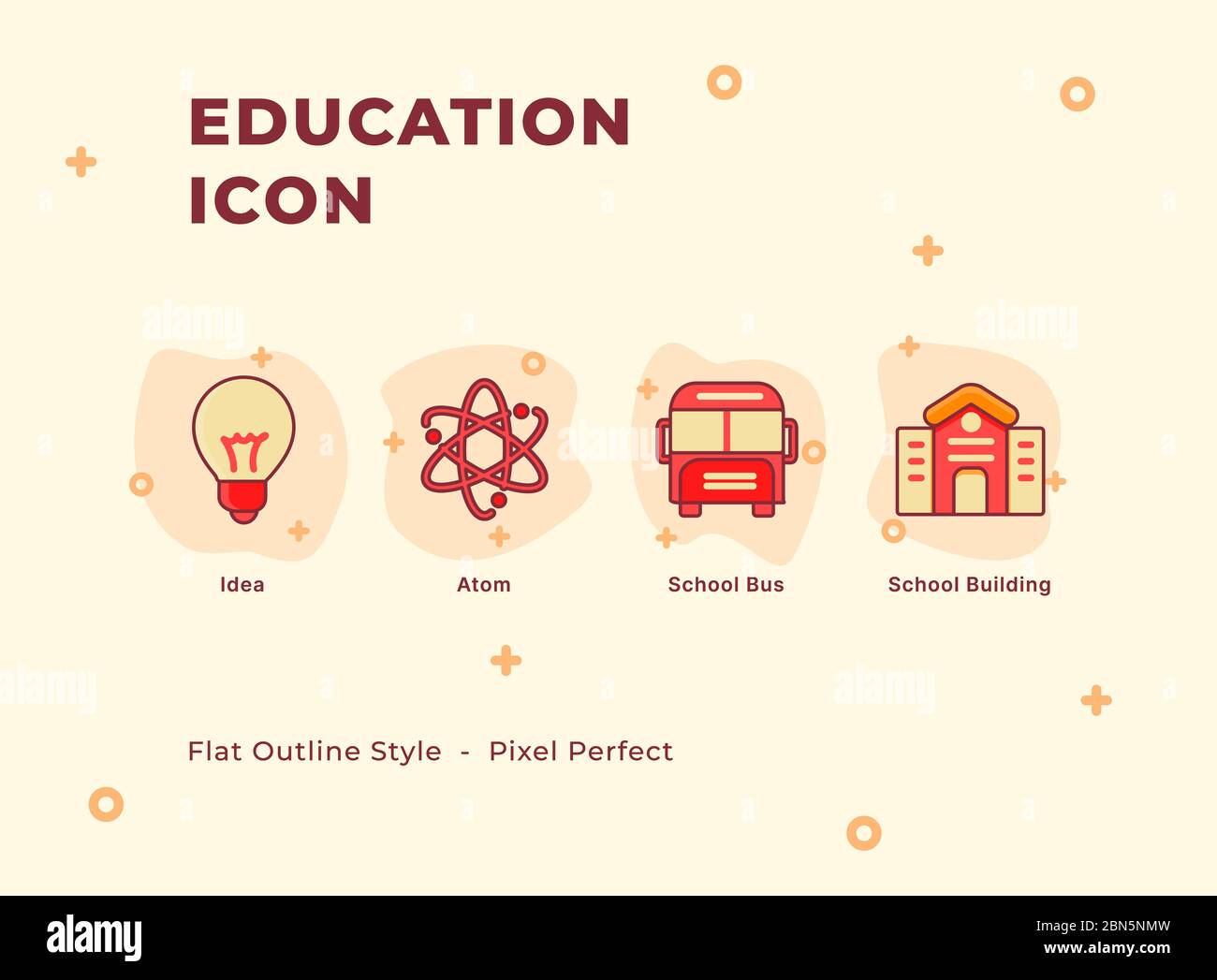 Education icon set with modern flat outline style vector illustration ...