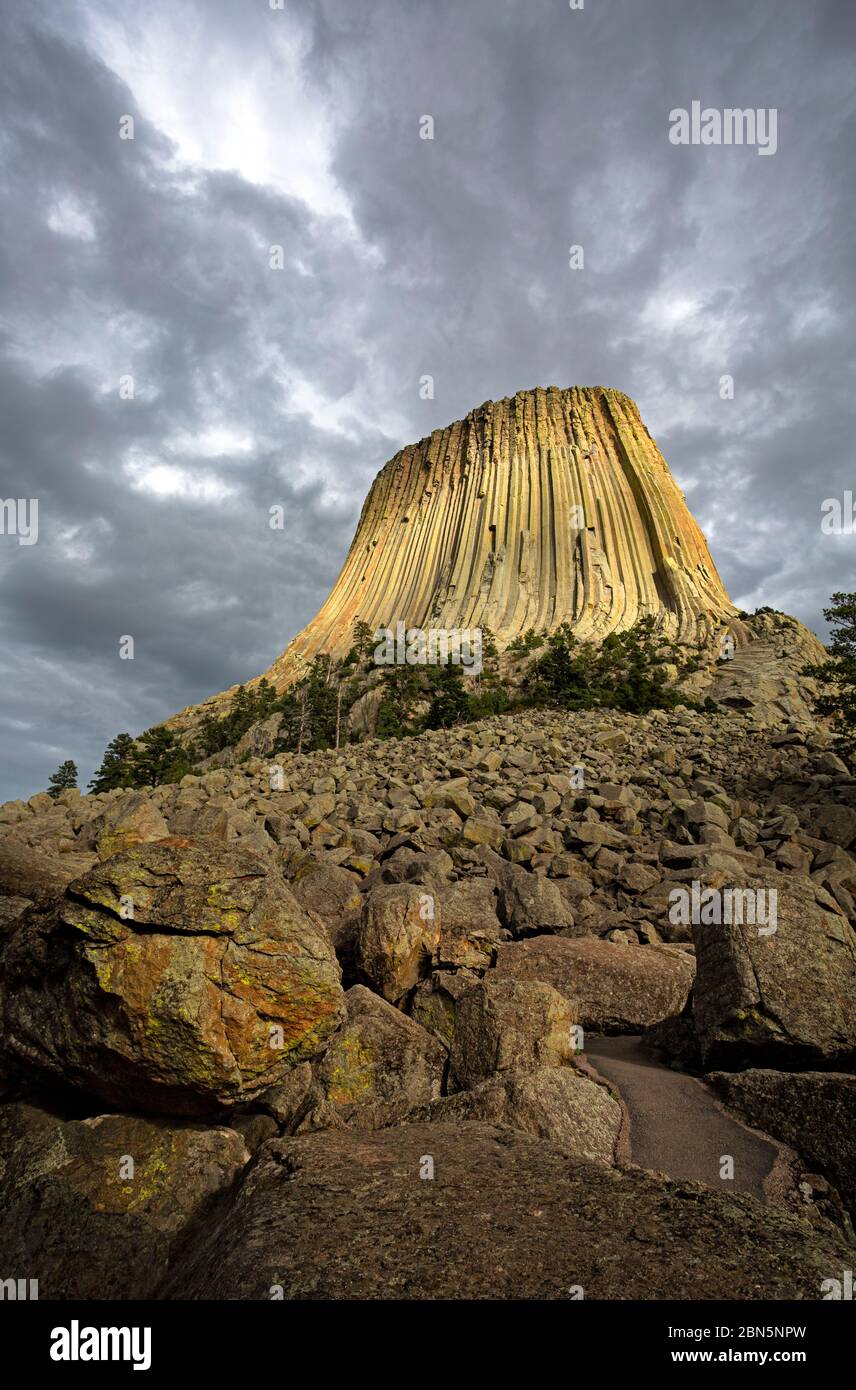 WY04254-00...WYOMING - A talus field at the base of Devil's Tower in ...