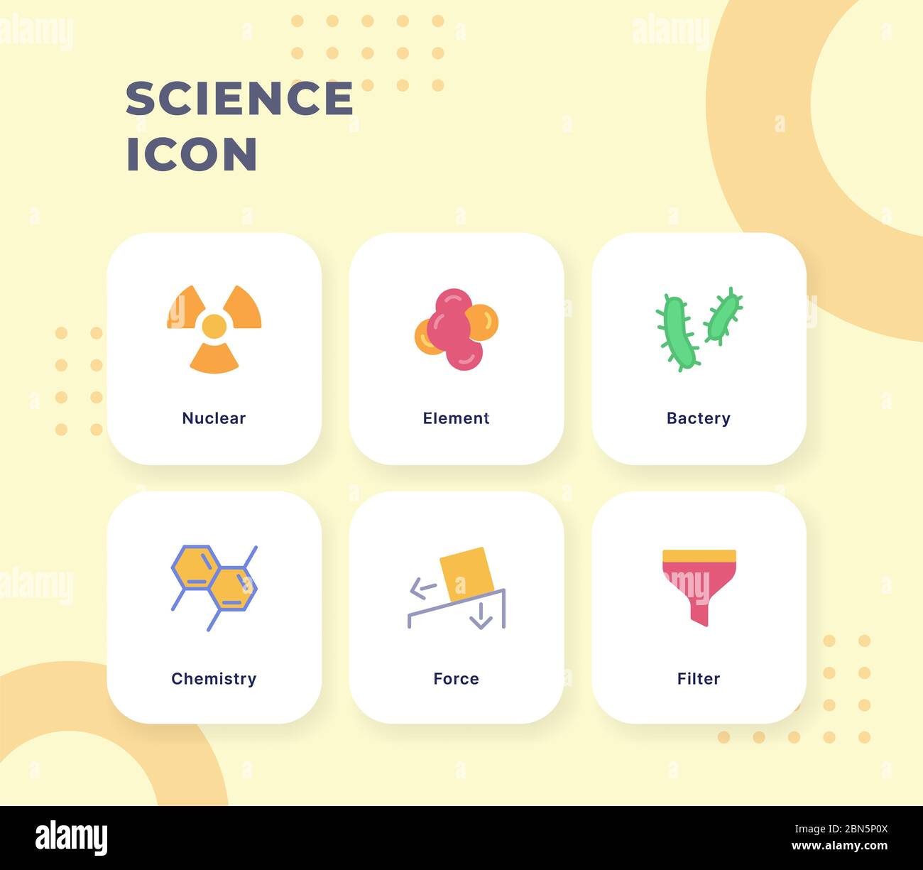 Science icon set with modern flat filled outline style full color ...