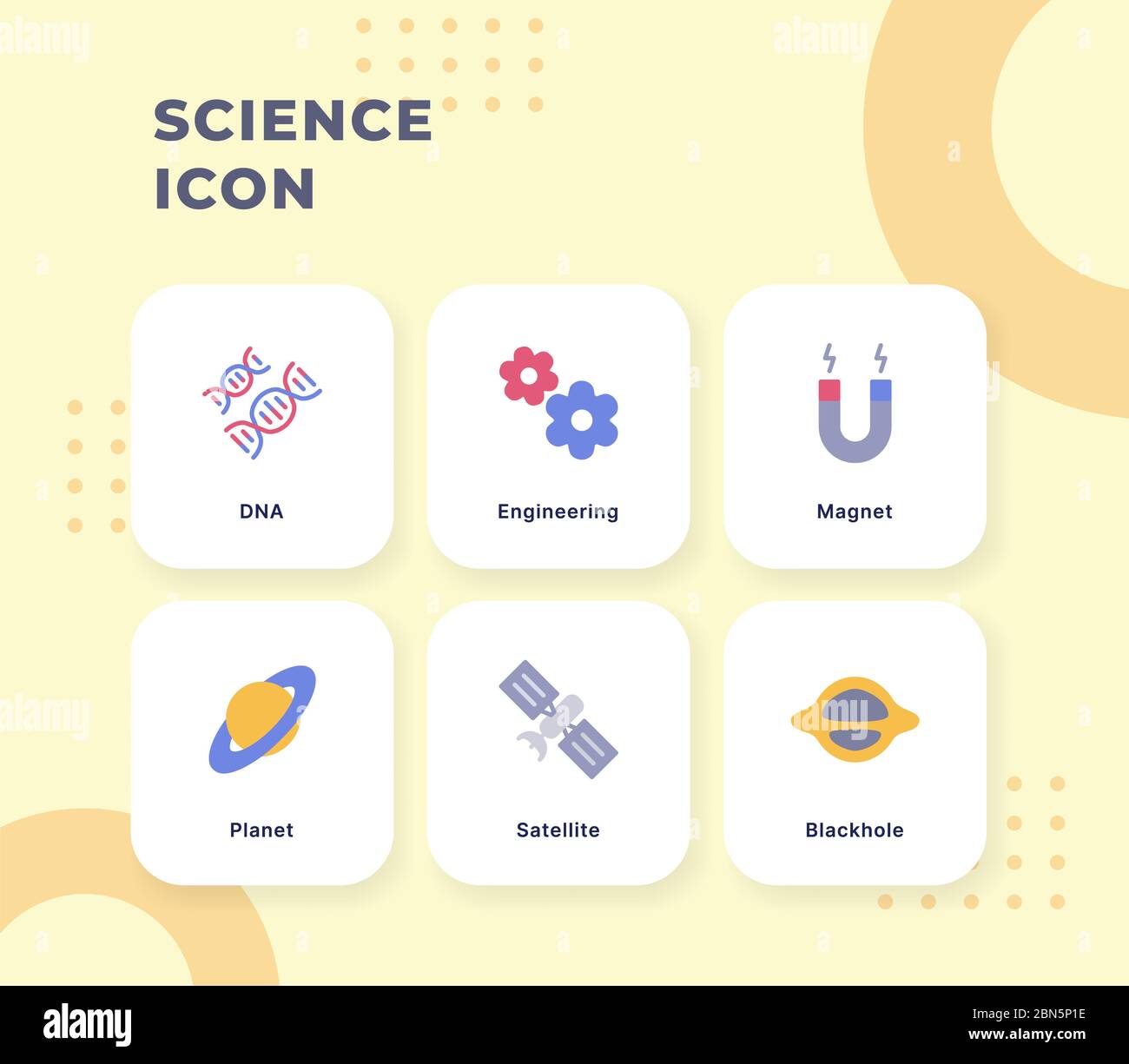 Science icon set with modern flat filled outline style full color ...