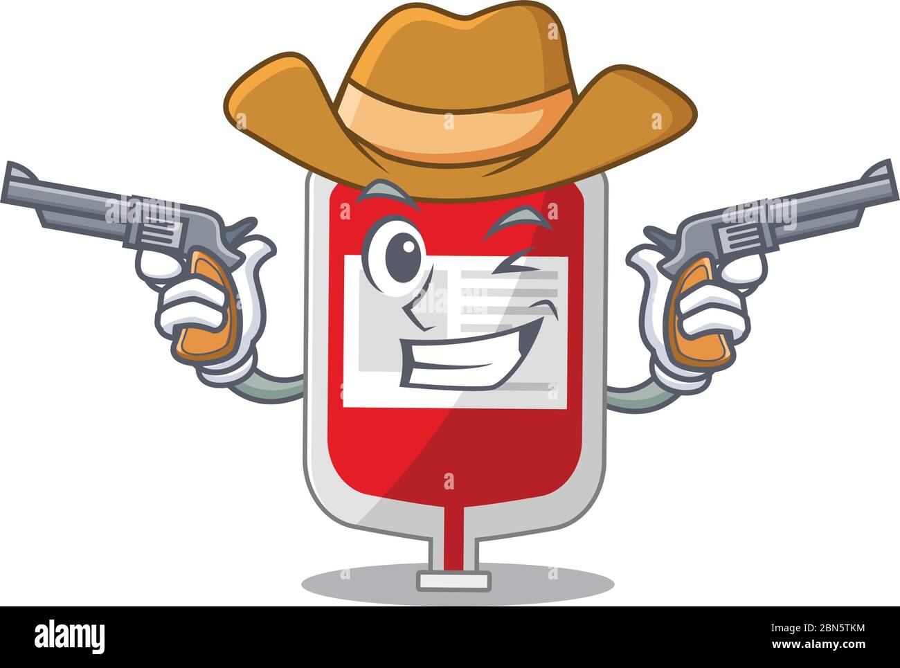 Cartoon character cowboy of blood plastic bag with guns Stock Vector ...