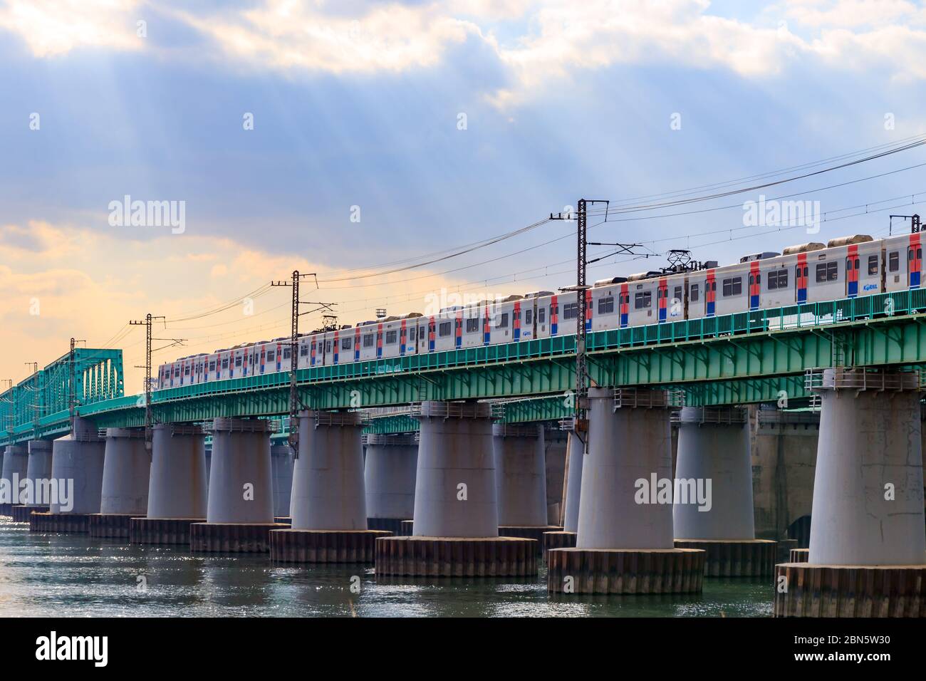 SEOUL, KOREA - January 30, 2020. Seoul Han River Railway Bridge and ...