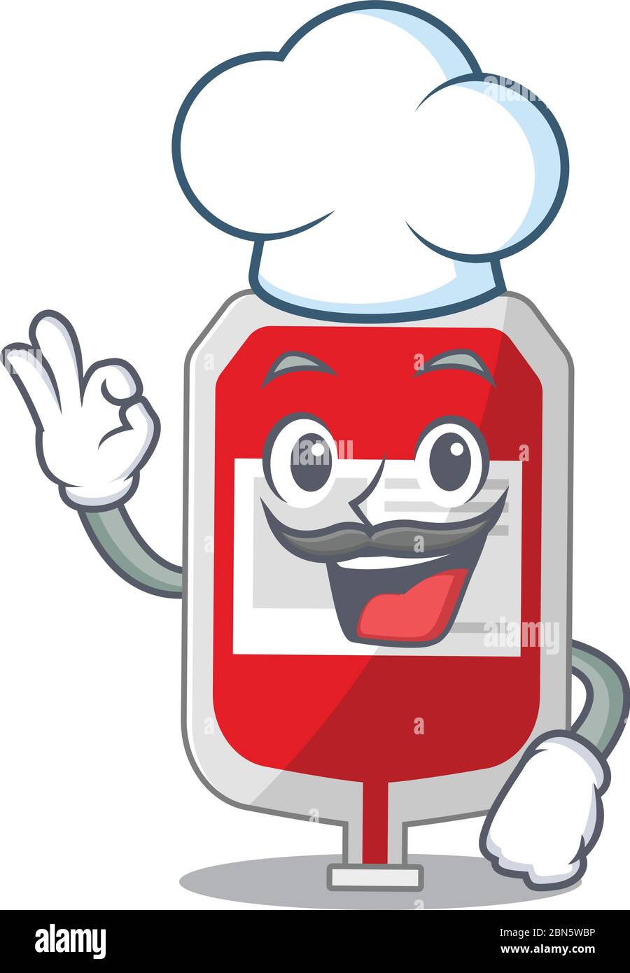 Talented blood plastic bag chef cartoon drawing wearing chef hat Stock ...