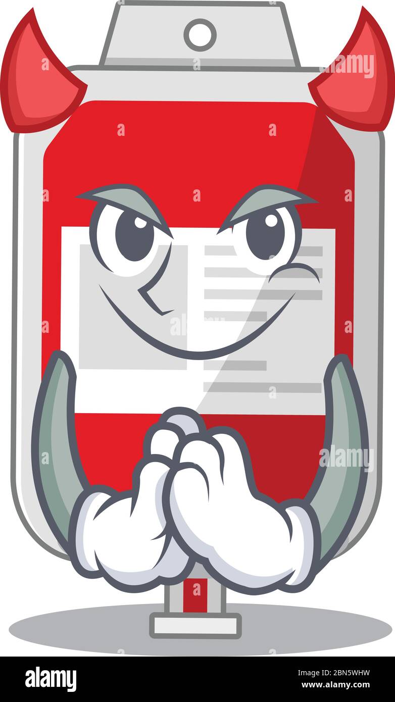 Blood plastic bag clothed as devil cartoon character design concept ...