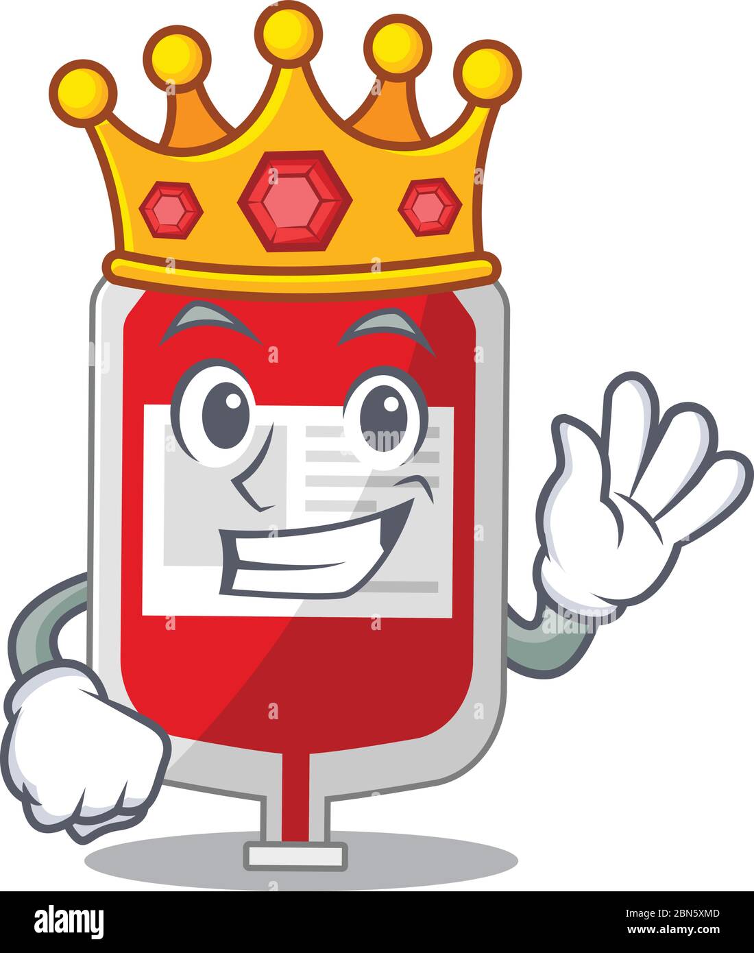 A Wise King of blood plastic bag mascot design style with gold crown ...