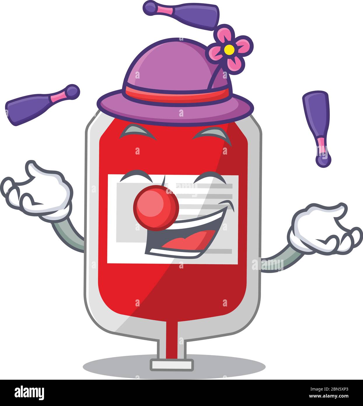 A blood plastic bag cartoon design style succeed playing juggling Stock ...