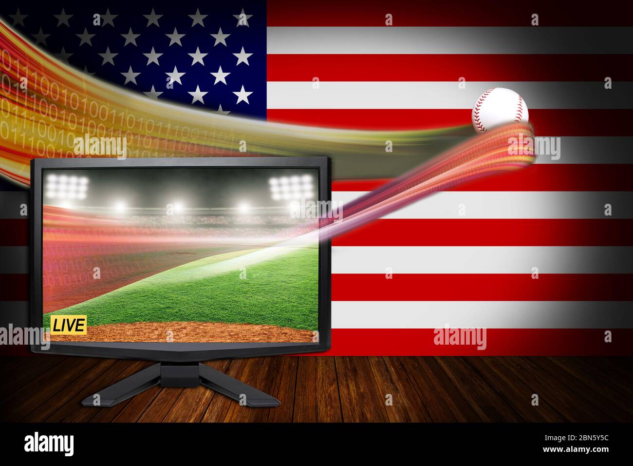 American baseball sports Live concept with TV monitor illustrating ...