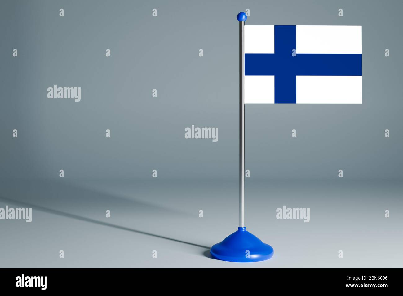 The 3d rendering realistic national flag of Finland on steel pole on ...