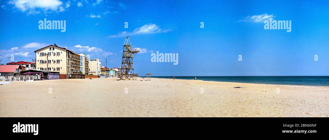 Zatoka, Ukraine 05.12.2020. Deserted beach during quarantine in the ...