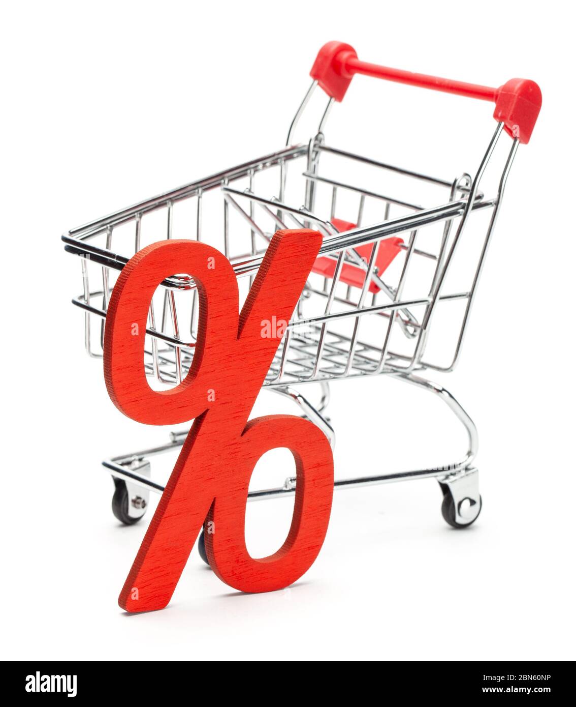 Shopping cart and percent sign. Isolated on a white background Stock ...