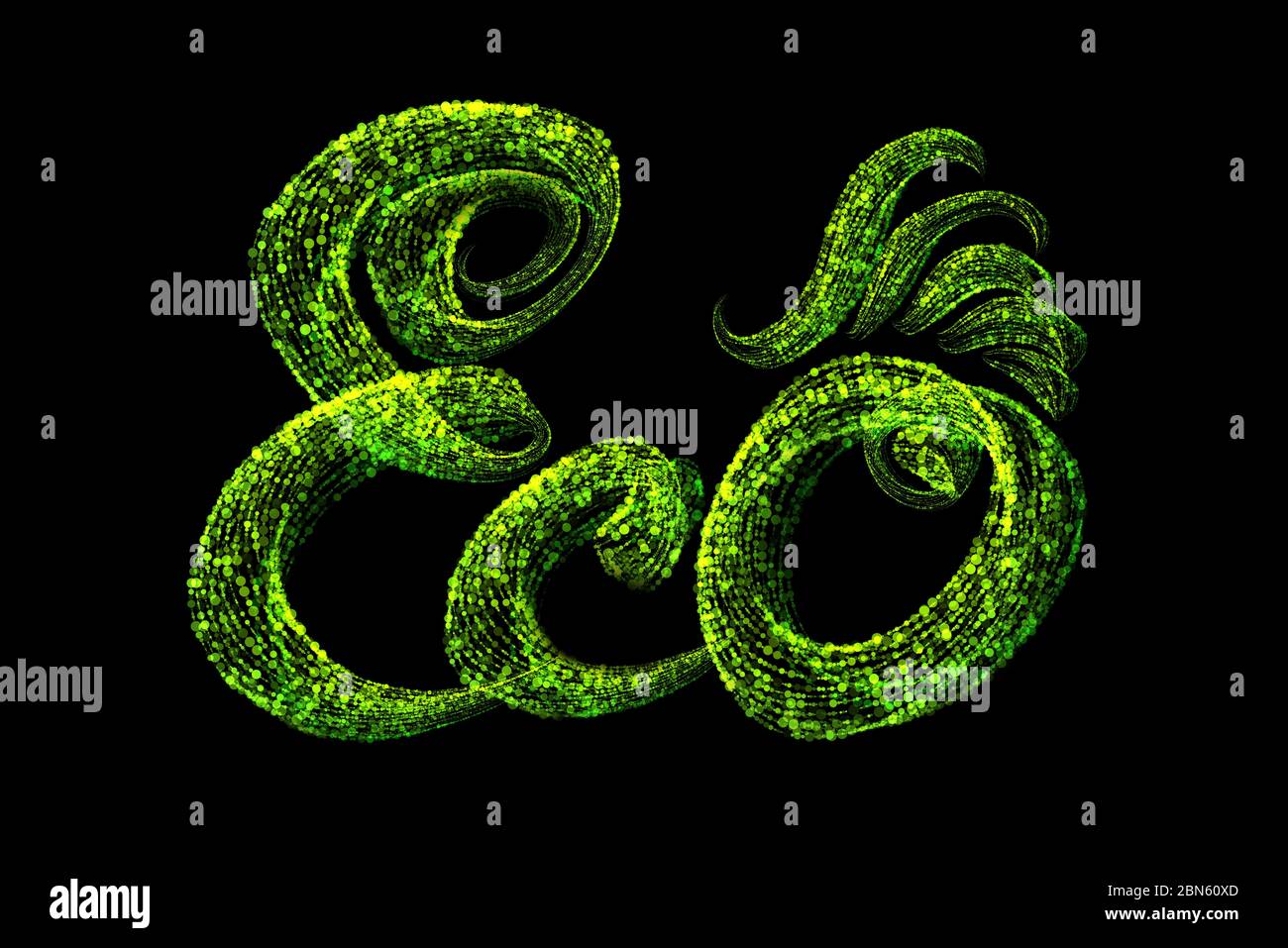 The word lettering Eco made by fresh green bio circles of confetti ...