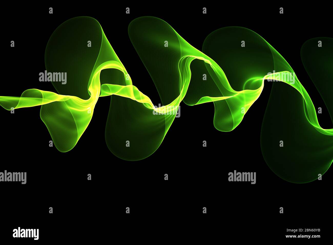 abstract Eco fresh green smoke flame helix isolated on black background ...
