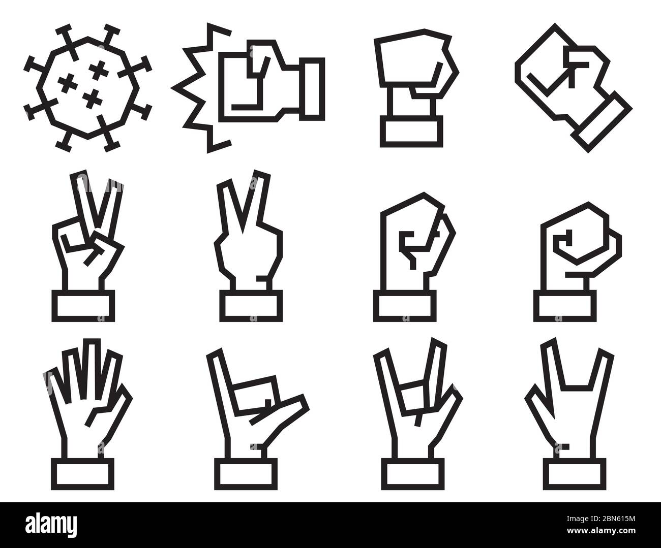 Hand signs and gestures icon.To fight with Coronavirus 2019-nCov ...