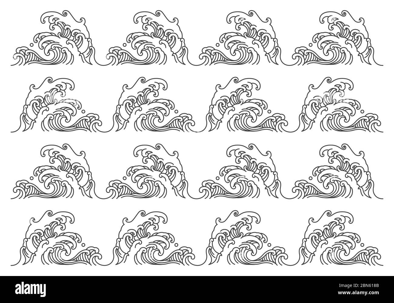 Great sea wave pattern vector isolated on white background. Editable ...