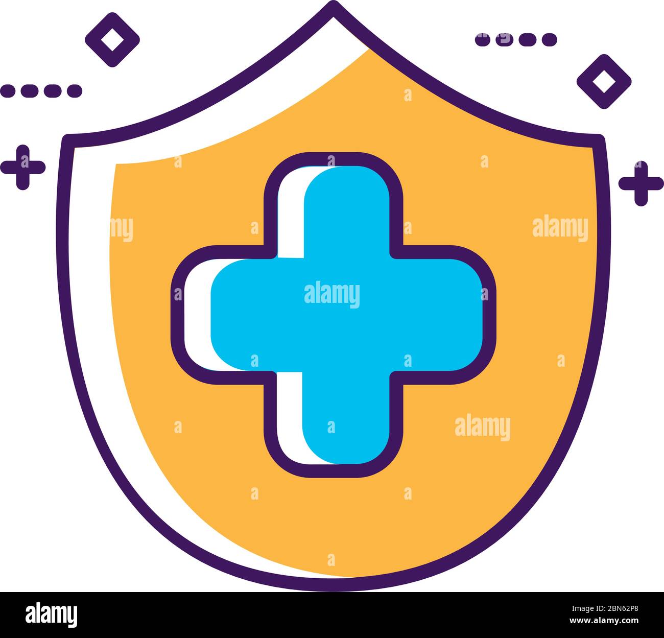 medical cross symbol with shield line and fill style Stock Vector Image ...