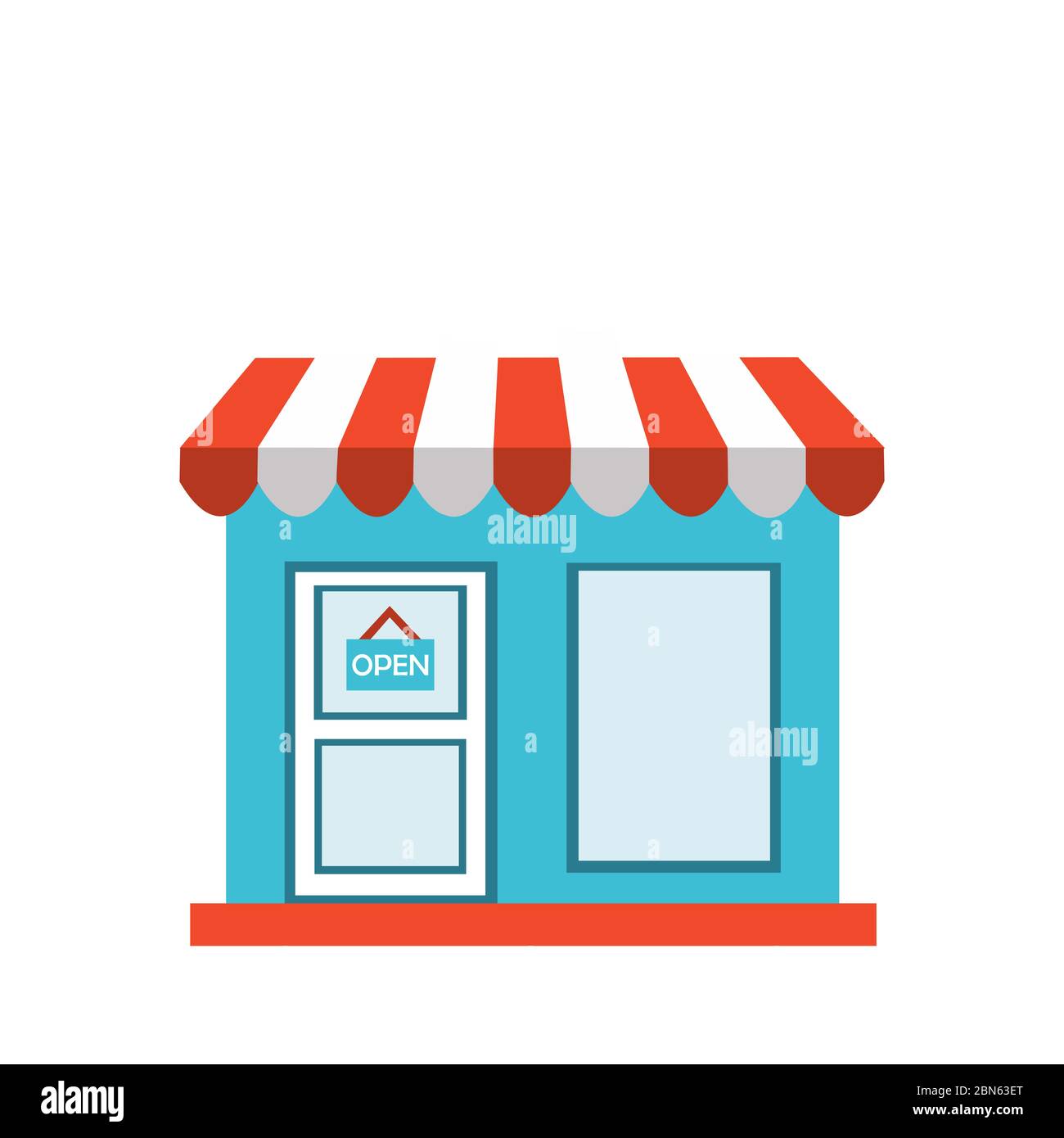 blue colored store on white background Stock Photo - Alamy